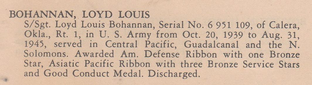 BOHANNAN LOYD LOUIS 6951109 PTO -Bryan County Oklahoma ...