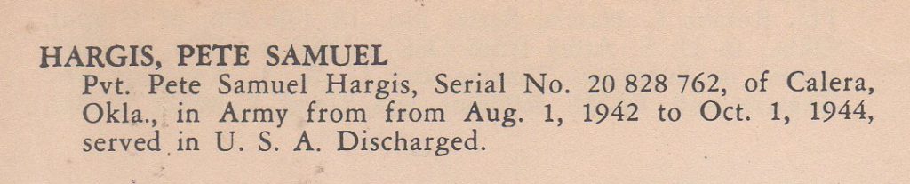 HARGIS PETE SAMUEL 20828762 -Bryan County Oklahoma ...