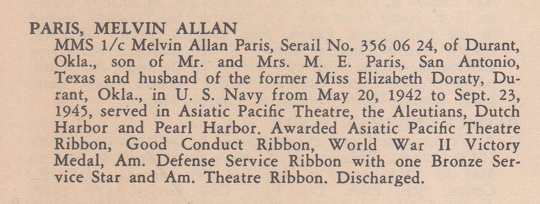 PARIS MELVIN ALLAN 3560624 PTO -Bryan County Oklahoma ...